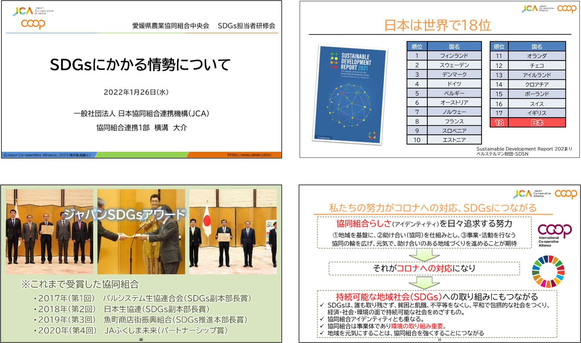 JA愛媛中央会のSDGs担当者研修会で講師を務めました｜日本協同組合連携機構（JCA）